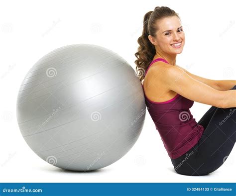 Smiling Fitness Young Woman With Fitness Ball Stock Image Image Of