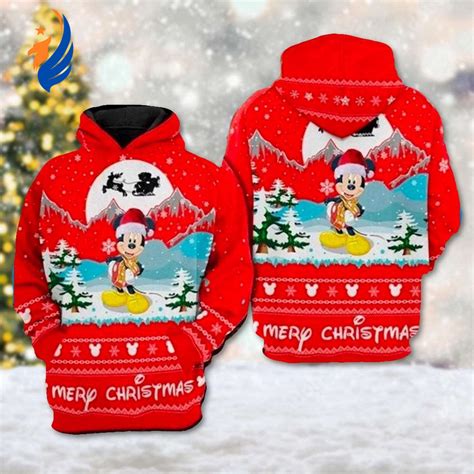 Mickey Mouse Christmas Hoodie Festive Cartoon Character All Over Print