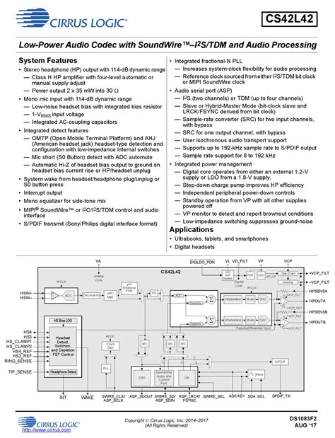 CIRRUS LOGIC CS42L42 MANUAL Pdf Download ManualsLib