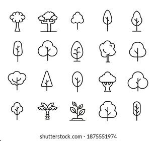 Vector Line Icons Collection Tree Vector Stock Vector Royalty Free Shutterstock