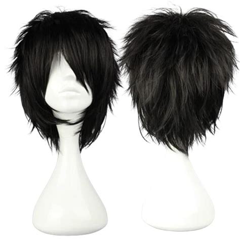 Cosplaza Short Black Cosplay Wig Spiky Fluffy Heat Resistant Synthetic
