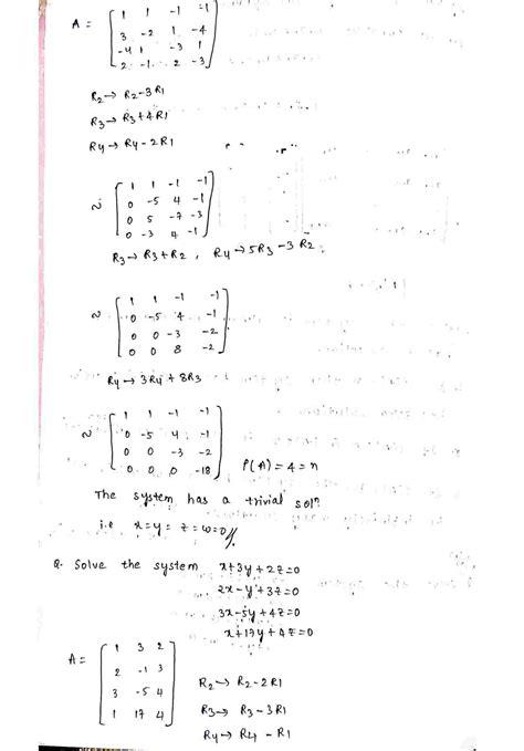 System Of Homogeneous Linear Equations Hand Written Notes In  Format