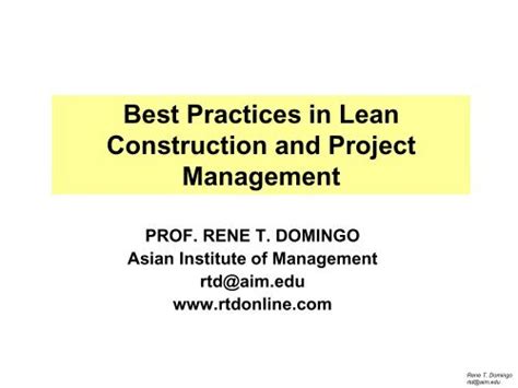 Best Practices In Lean Construction And Project Management