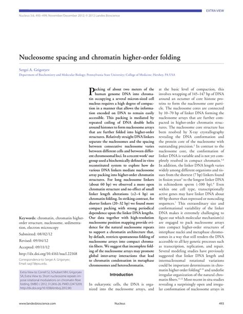 Pdf Nucleosome Spacing And Chromatin Higher Order Folding