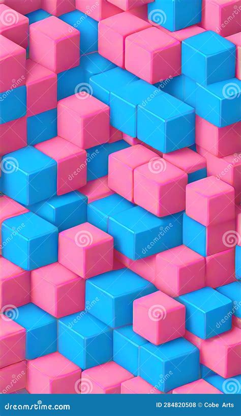 Colorful Three Dimensional Cube Background Texture A Wall With