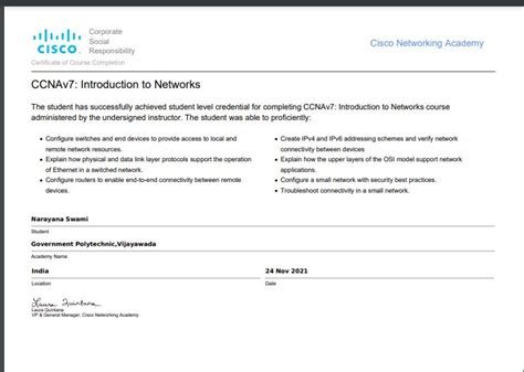 My Experience On Ciscos Introduction To Networks Course Sivarathri Narayana Swami Posted On