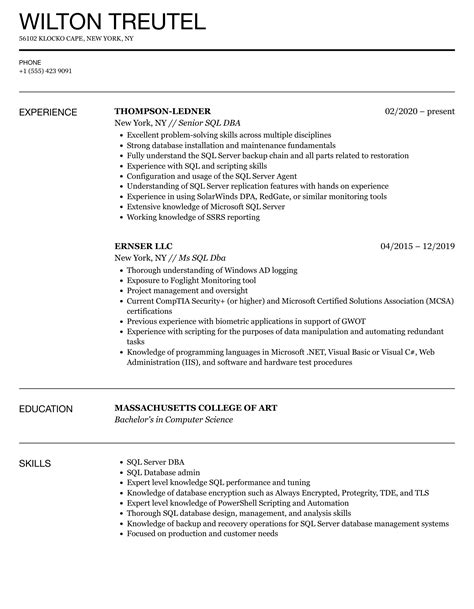 SQL DBA Resume Samples Velvet Jobs