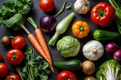 Above View Different Vegetable Arrangement Premium Ai Generated Image