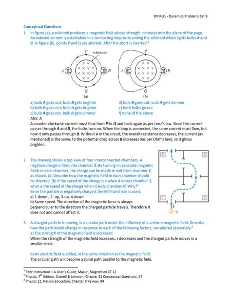Sph4u1 Dynamics Problem Set Solutions Pdf Magnetic Field Atoms