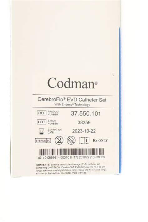 New Integra 37550101 Expired Eaches Codman Cerebroflo Evd