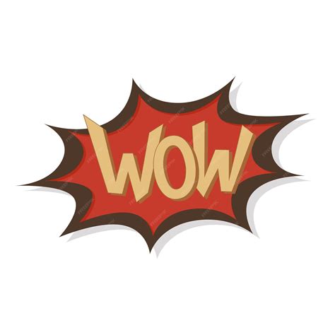 와우 텍스트 디자인 연설 거품 서예 Wow 만화 아이콘입니다 프리미엄 벡터