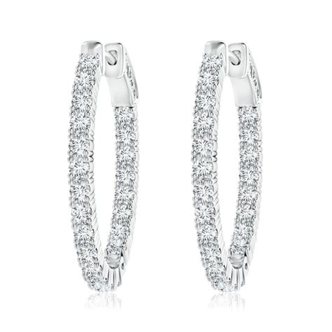Yafe 18k White Gold Plated Silver Hoop Earrings Womens Cz Crystal