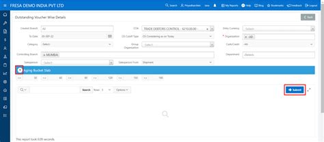 steps to view the ar outstanding details with aging bucket