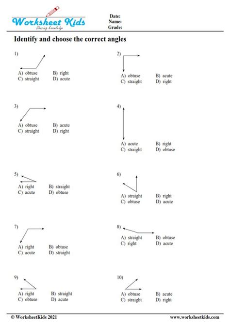 Obtuse Right Acute Angle Worksheet Recognising Types Of Angle