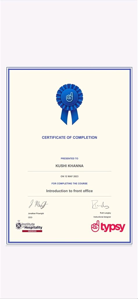 Khushi Khanna On Linkedin Happy To Share I Had Completed Introduction Course In Front Office