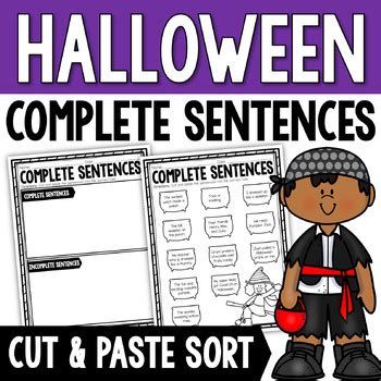 Halloween Complete And Incomplete Sentences Cut And Paste Sort Activity