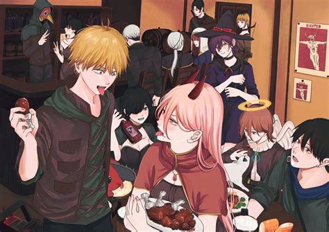 makima, power, denji, higashiyama kobeni, reze, and 11 more (chainsaw man) drawn by toukaairab ...