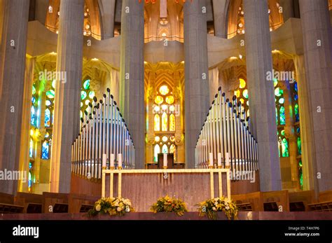 Altar And Organ Inside The Expiatory Temple Of The Sagrada Familia
