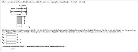 SOLVED A Fixed End Beam AB Carries A Point Load P Acting At Point C The Beam Has A Rectangular