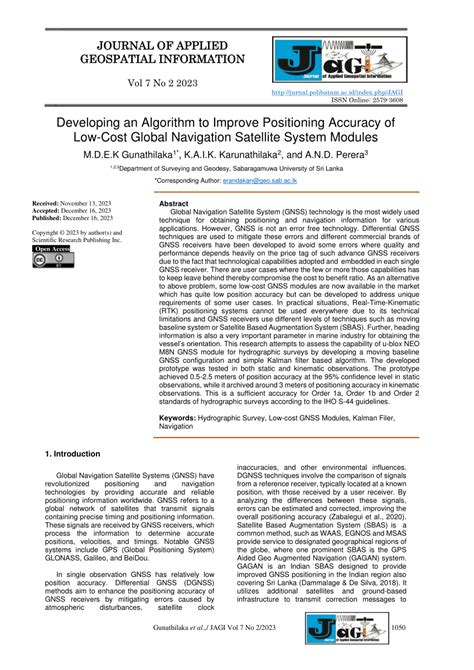 Pdf Developing An Algorithm To Improve Positioning Accuracy Of Low
