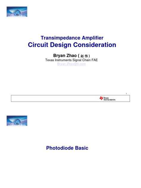 Transimpedance Circuit Design Considerationstiprecsion Amps Pdf Operational Amplifier