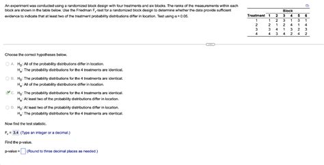 Solved An Experiment Was Conducted Using A Randomized Block Chegg