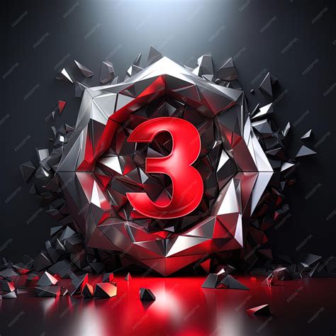 Premium Photo A Red Number 3 Is On A Black Background