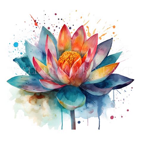 Colorful Lotus Clipart Bundle 10 High Quality S Digital