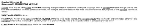 Solved Chapter 3 Exercise 14 Oooooooooh Consecutive Vowels Assume There May Be A File Named