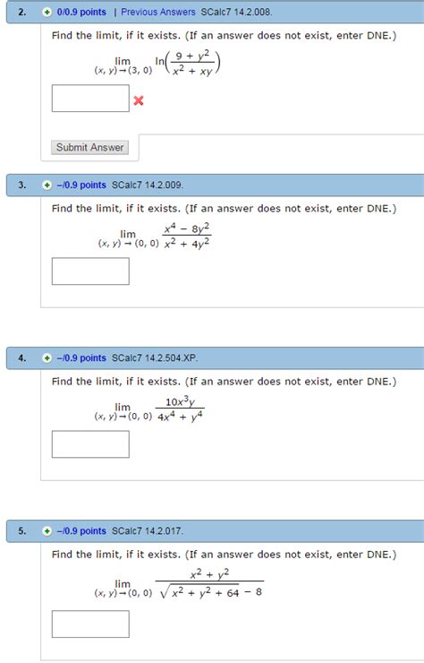 Solved Find The Limit If It Exists If An Answer Does Not