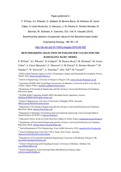 Benchmarking Selection Of Parameter Values For The Barcelona Basic Model