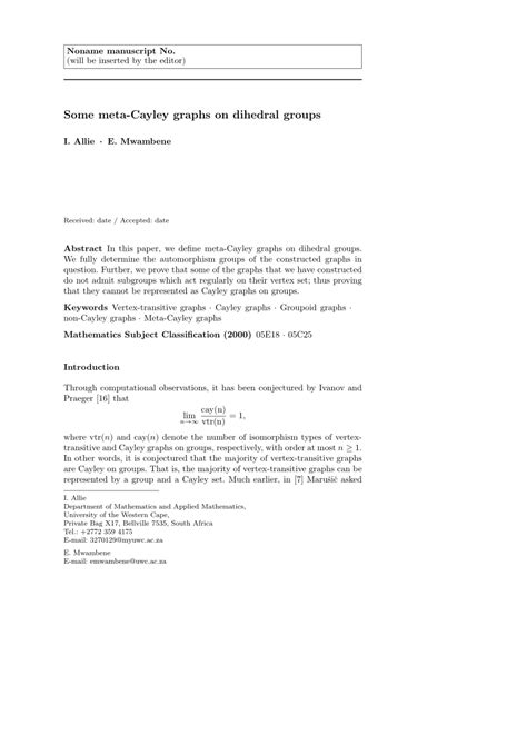 Pdf Some Meta Cayley Graphs On Dihedral Groups