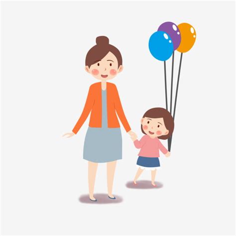 어버이 날 엄마와 딸 만화 캐릭터 일러스트 어머니 클립 아트 어머니의 날 엄마와 딸 Png 일러스트 및 Psd 이미지 무료