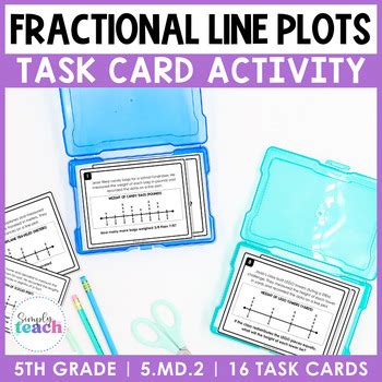 Fractional Line Plots Task Cards Fractions On A Line Plot Activity MD