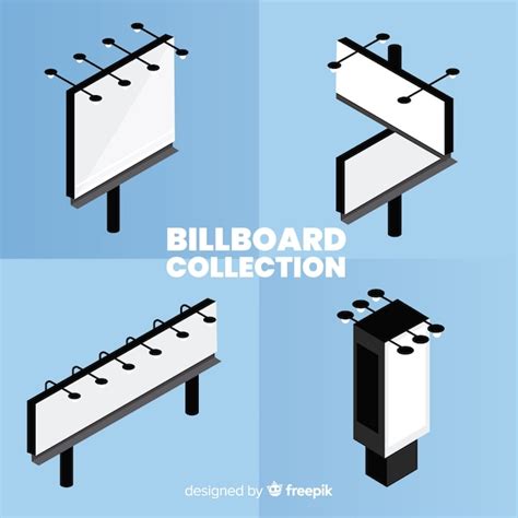 현실적인 아이소 메트릭 빌보드 모음 무료 벡터