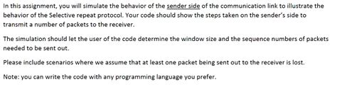 in this assignment you will simulate the behavior of
