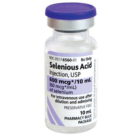 American Regent Selenious Acid Injection Selenium 600 Mcgml Sdv 10m