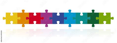farbige Puzzleteile in Reihe Stock Vector | Adobe Stock