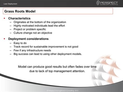 Lean Deployment Models Perspect Management Consulting Ppt