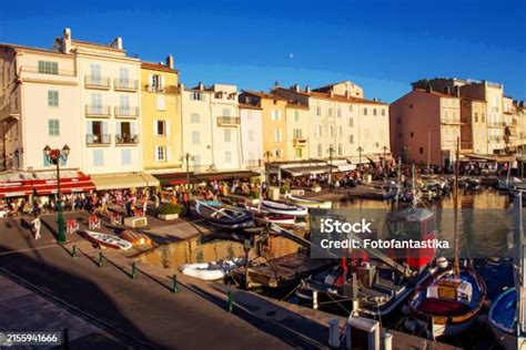 Bay Of Water의 경외심 Sttropez 선박 항구 모터 보트와 범선 해안가의 카페 관광 리조트에 대한 스톡 사진 및 기타 이미지 Istock