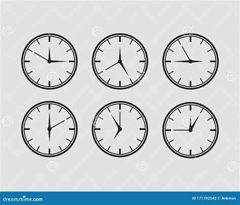 Set Clock Icon Vector Time Line Graphic Design Elements Of Clocks Stock Vector Illustration