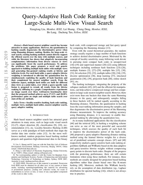 query adaptive hash code ranking for large scale multi view visual