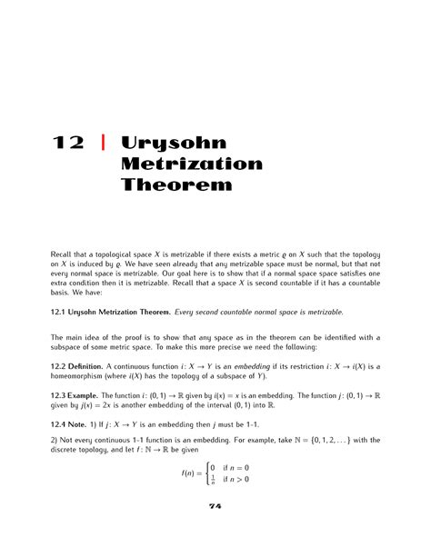 lecture notes lecture 12 12 urysohn metrization theorem recall that