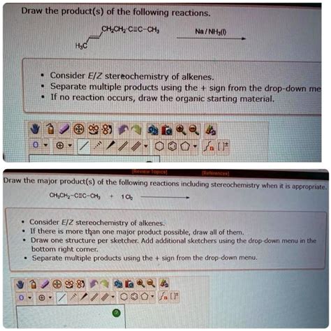 Draw the product(s) of the following reactions. CH3CH2-C≡ C-CH3 H3C Na ...