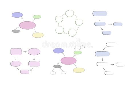 Graphic Diagram Set Organizational Chart Hand Drawn Of Mind Map Or Flow Chart With Space For