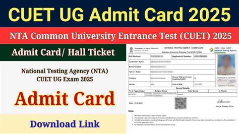 Cuet Ug Admit Card 2025 Link Out Download Hall Ticket