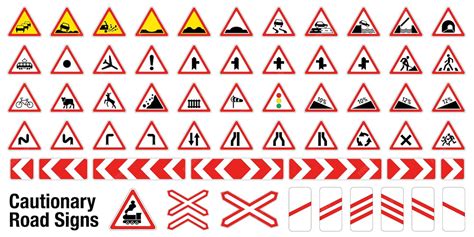 Premium Vector Traffic Signs On The Red Triangle Big Vector Collection