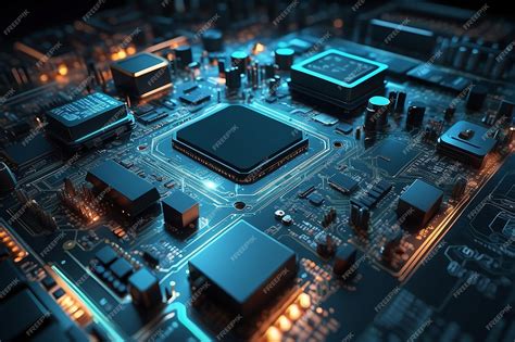 Premium Photo Dark Wallpaper 3d Rendering Featuring High Tech Sensor Circuit Board Panel