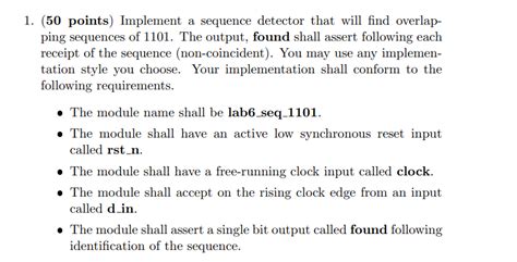 Solved Points Implement A Sequence Detector That Chegg
