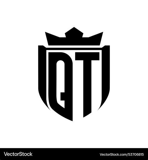 Qt Logo With Shield Shape Geeometric Crown Vector Image